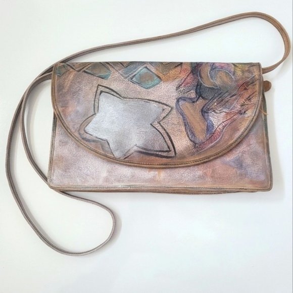 Jane Yoo | Bags | Jane Yoo Leather Wearable Art Star Mountain Envelope ...